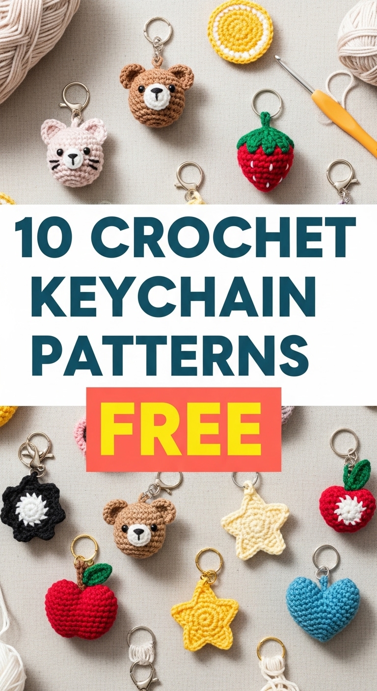 10 Crochet Keychain Patterns Free - Glow And Gather